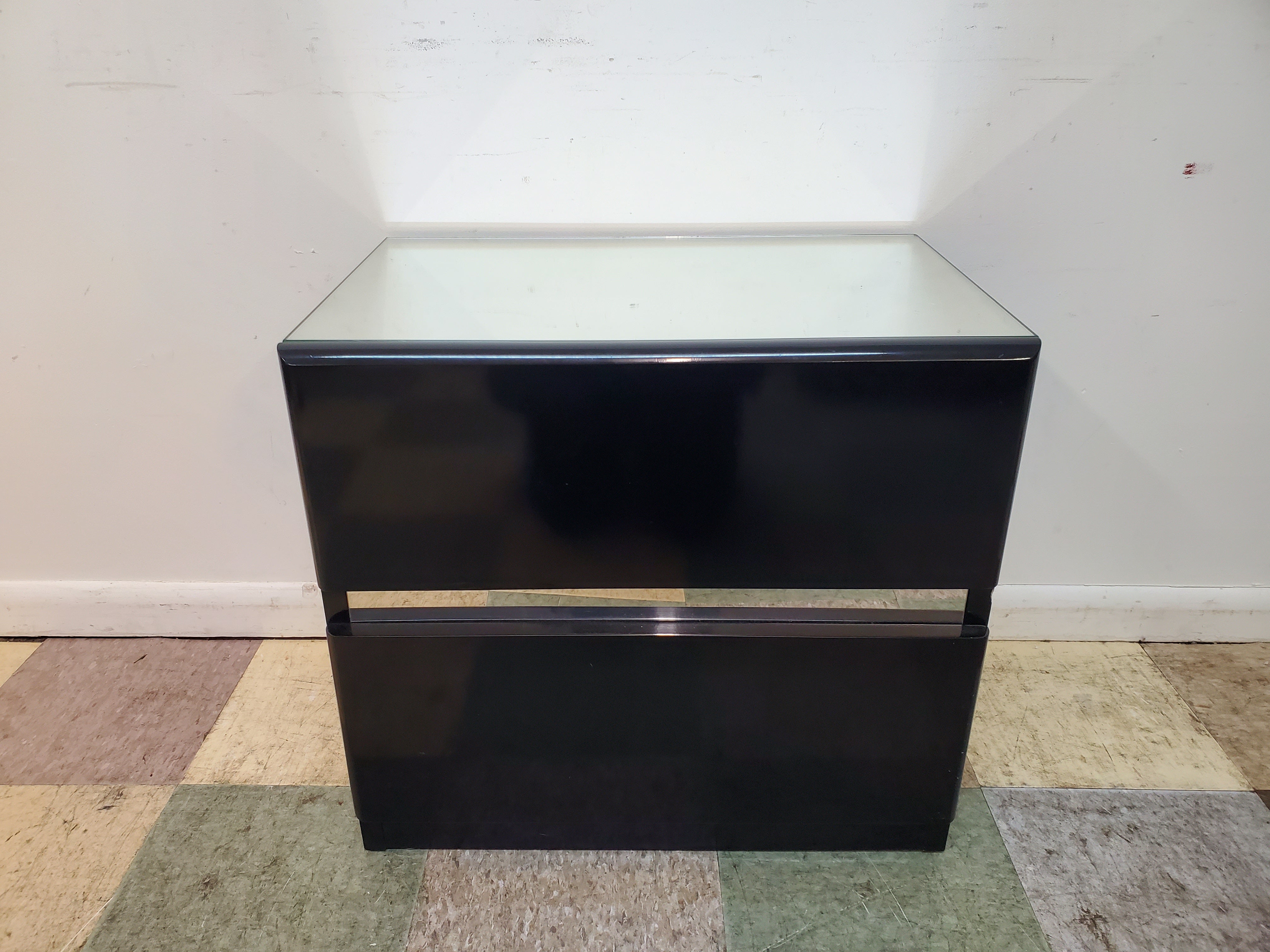 Vintage Post Modern Lane Black Lacquer 2 Drawer Nightstand – Antiques ...