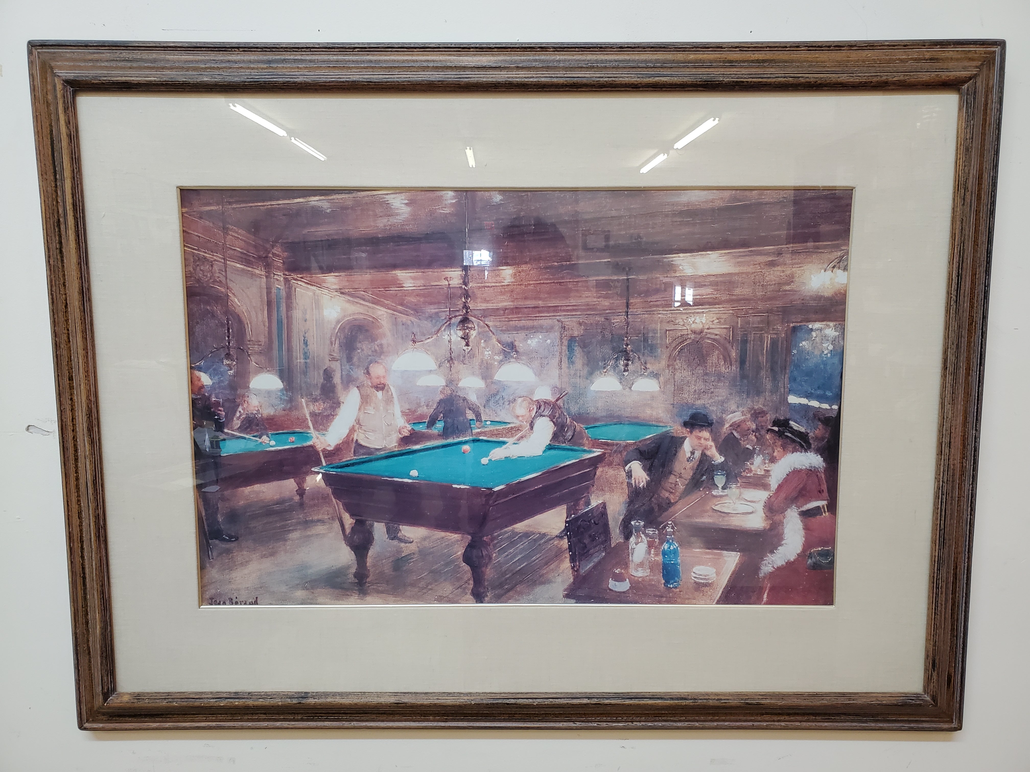 Billiard Parlor Print In Frame By Jean Beraud – Antiques To Present